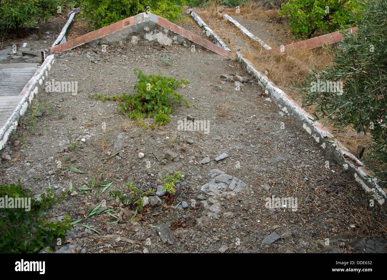 Old beds for sun drying the hand picked grapes to produce raisins in ...