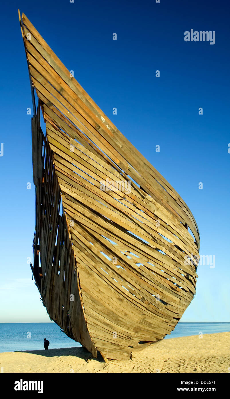 Rotting Wooden Hull Of An Abandoned Ship On Beach Stock Photo - Alamy