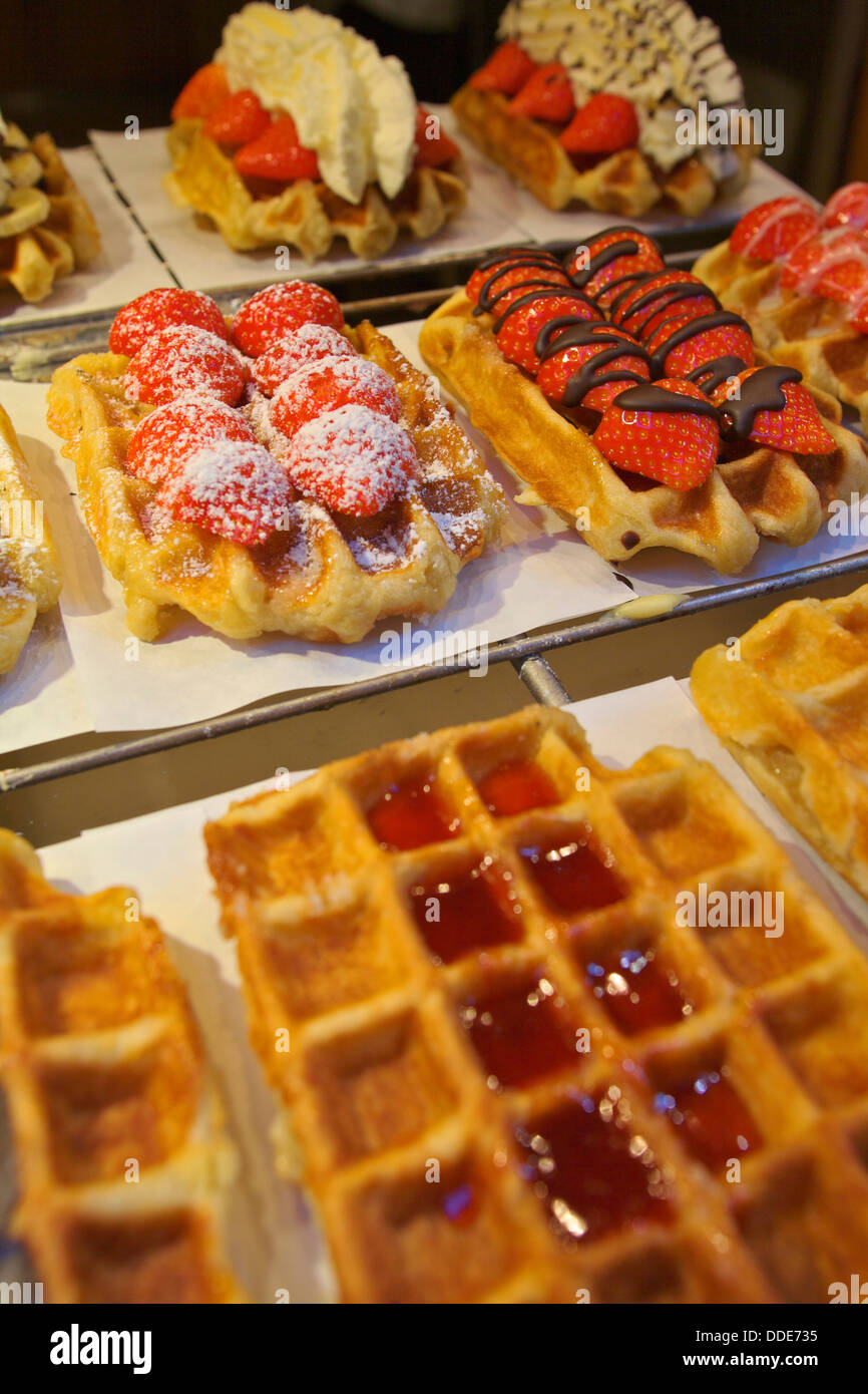Waffle Shop, Brussels, Belgium, Europe Stock Photo - Alamy