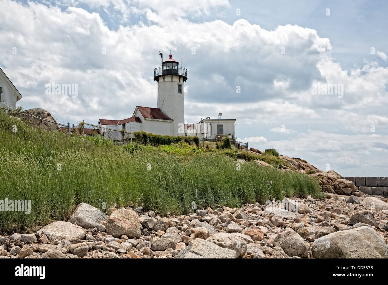 The Eastern Point Lighthouse serves the Gloucester Harbor in ...