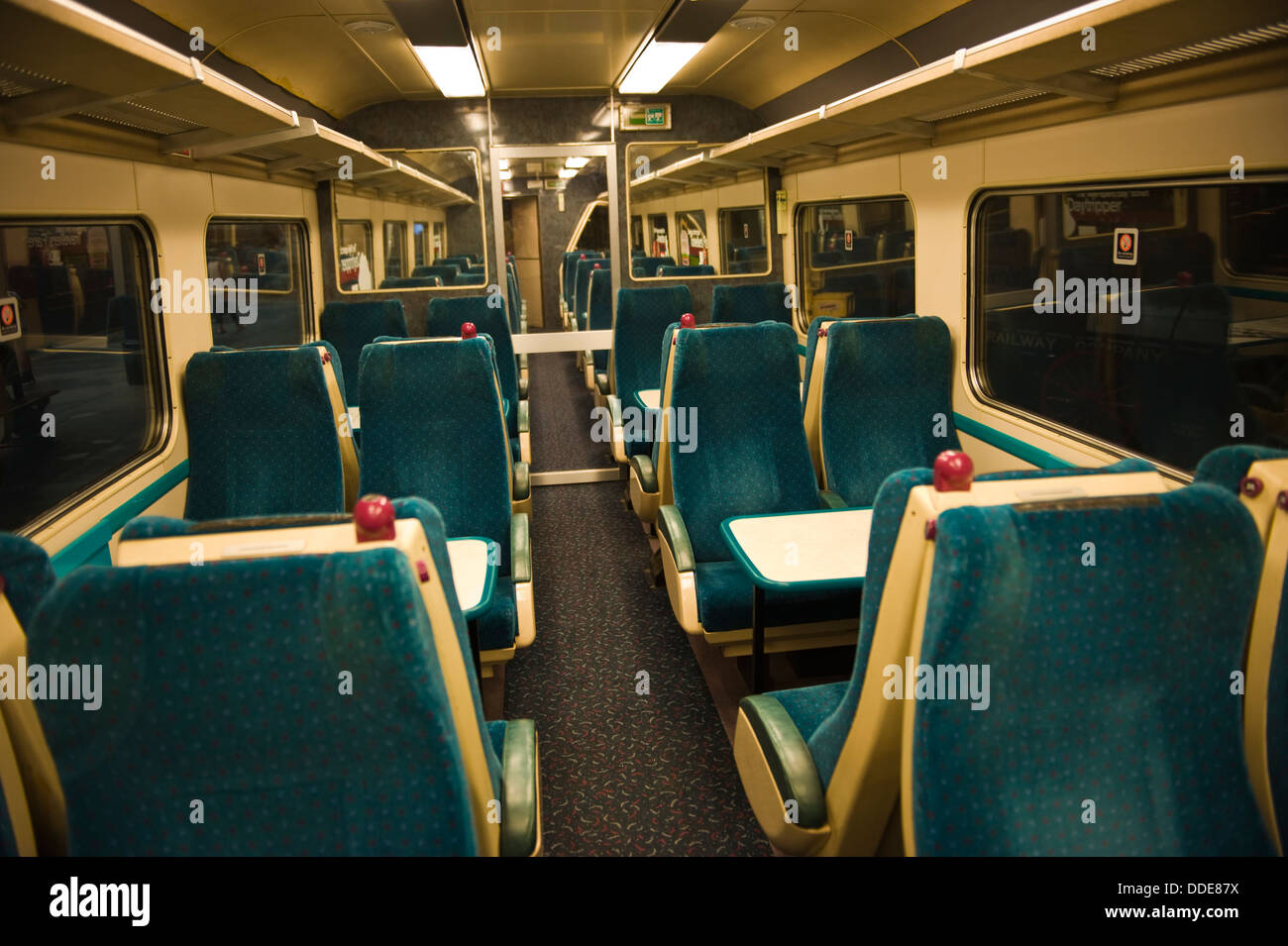 Interior of 125 carriage on display at the National Railway Museum in ...