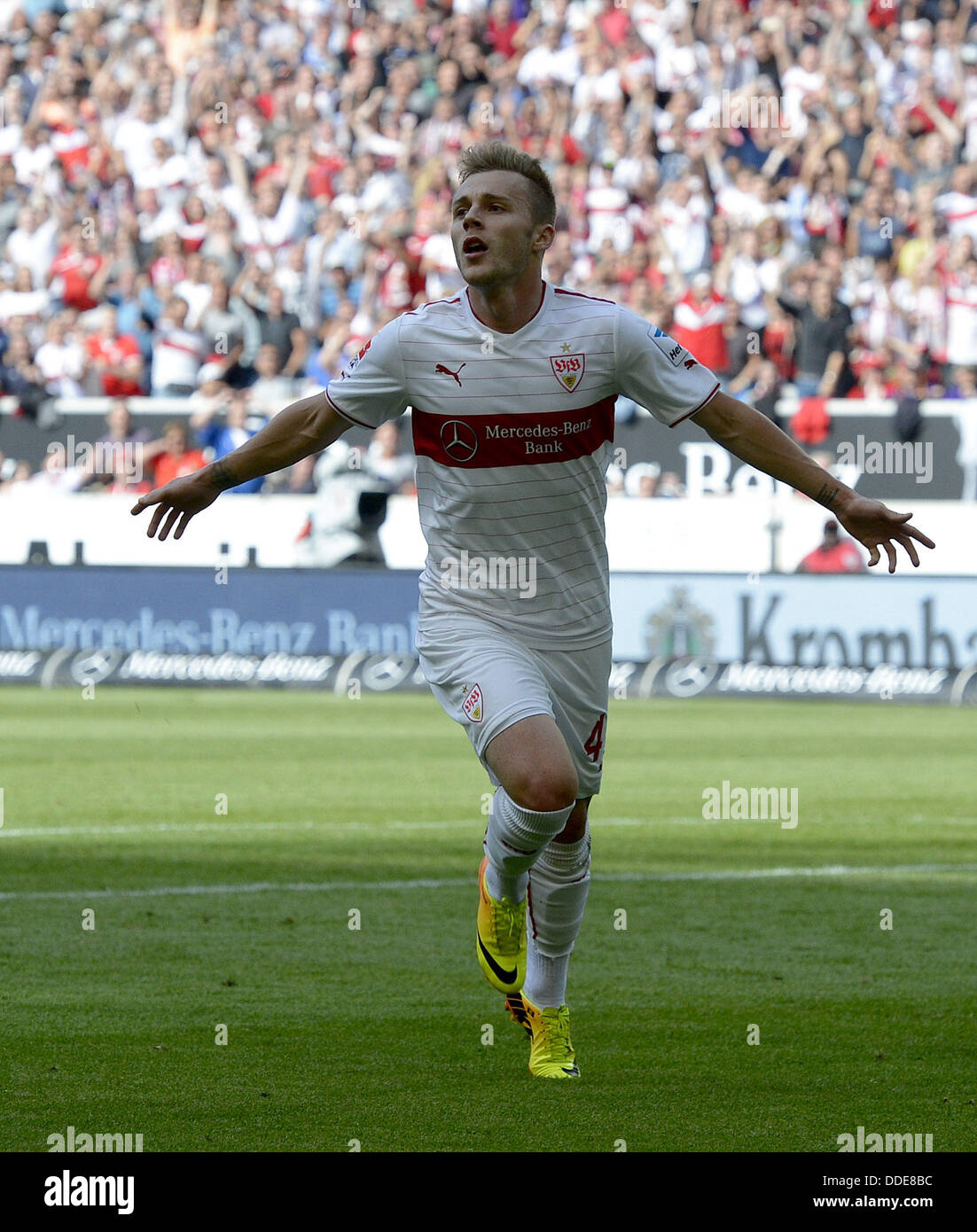 Stuttgart's Alexandru Maxim celebrates the 3-1 goal during the German ...