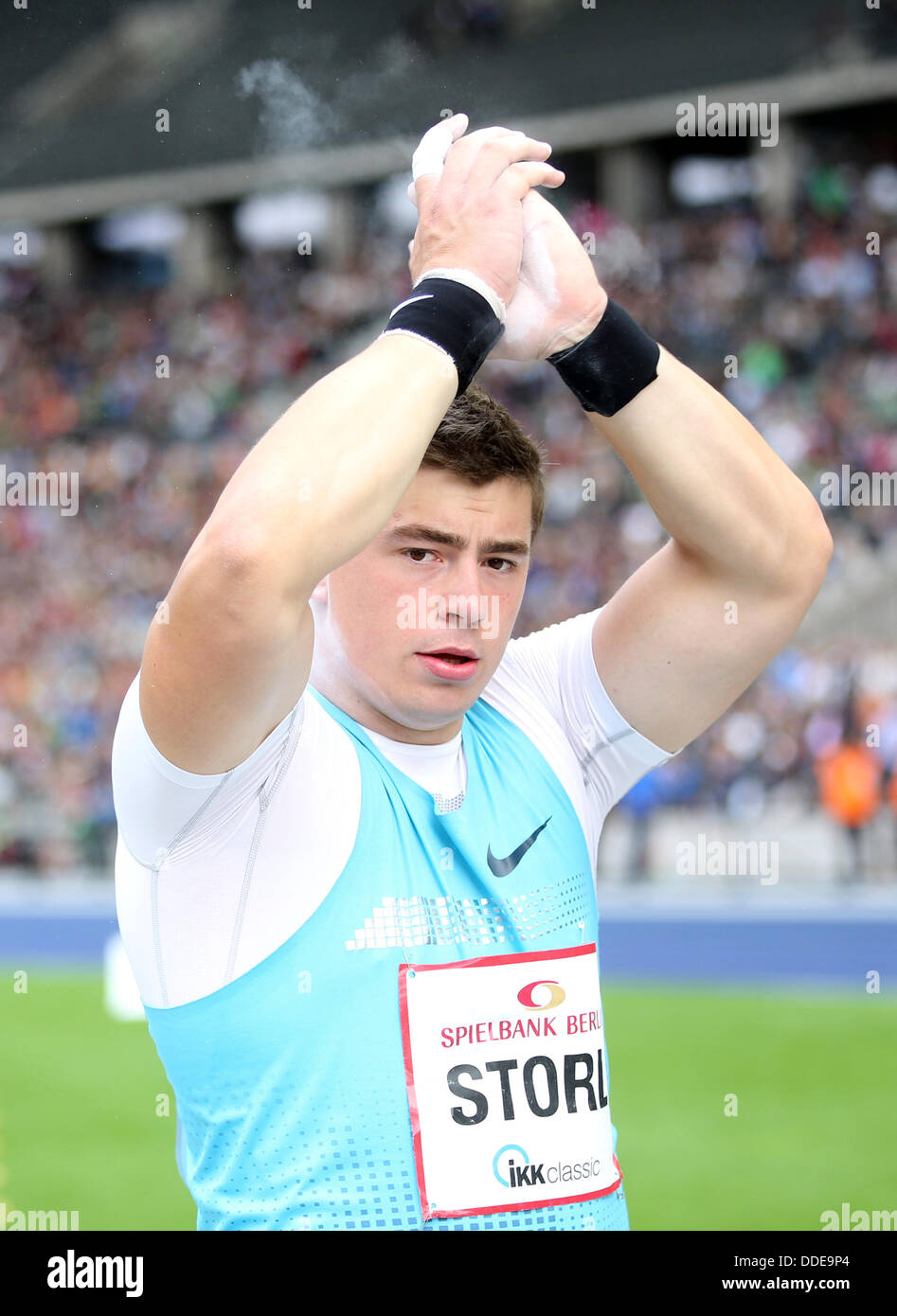 Germany's David Storl celebrates the victory in the shot put ...