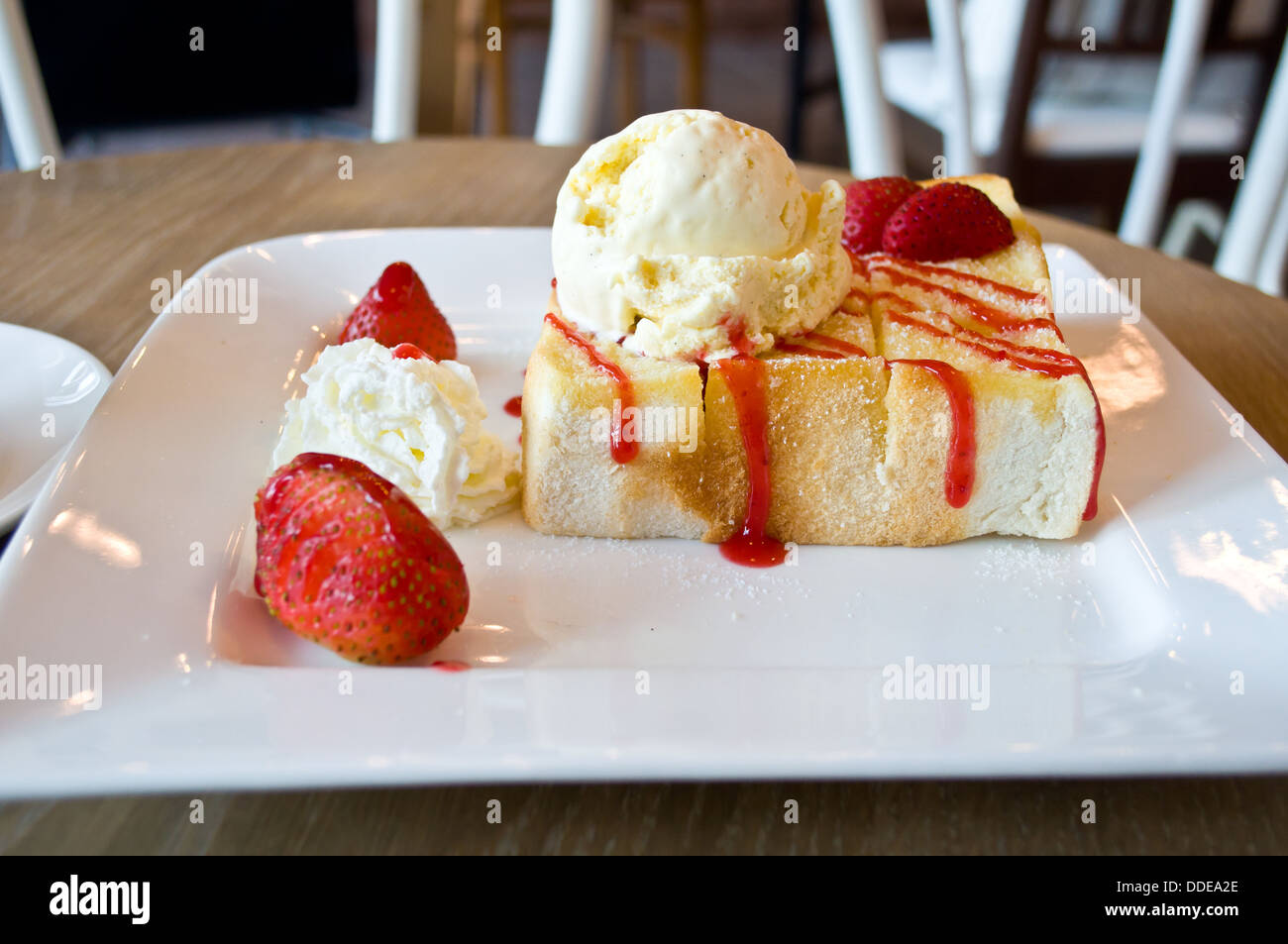 strawberry toast dessert for meal Stock Photo - Alamy