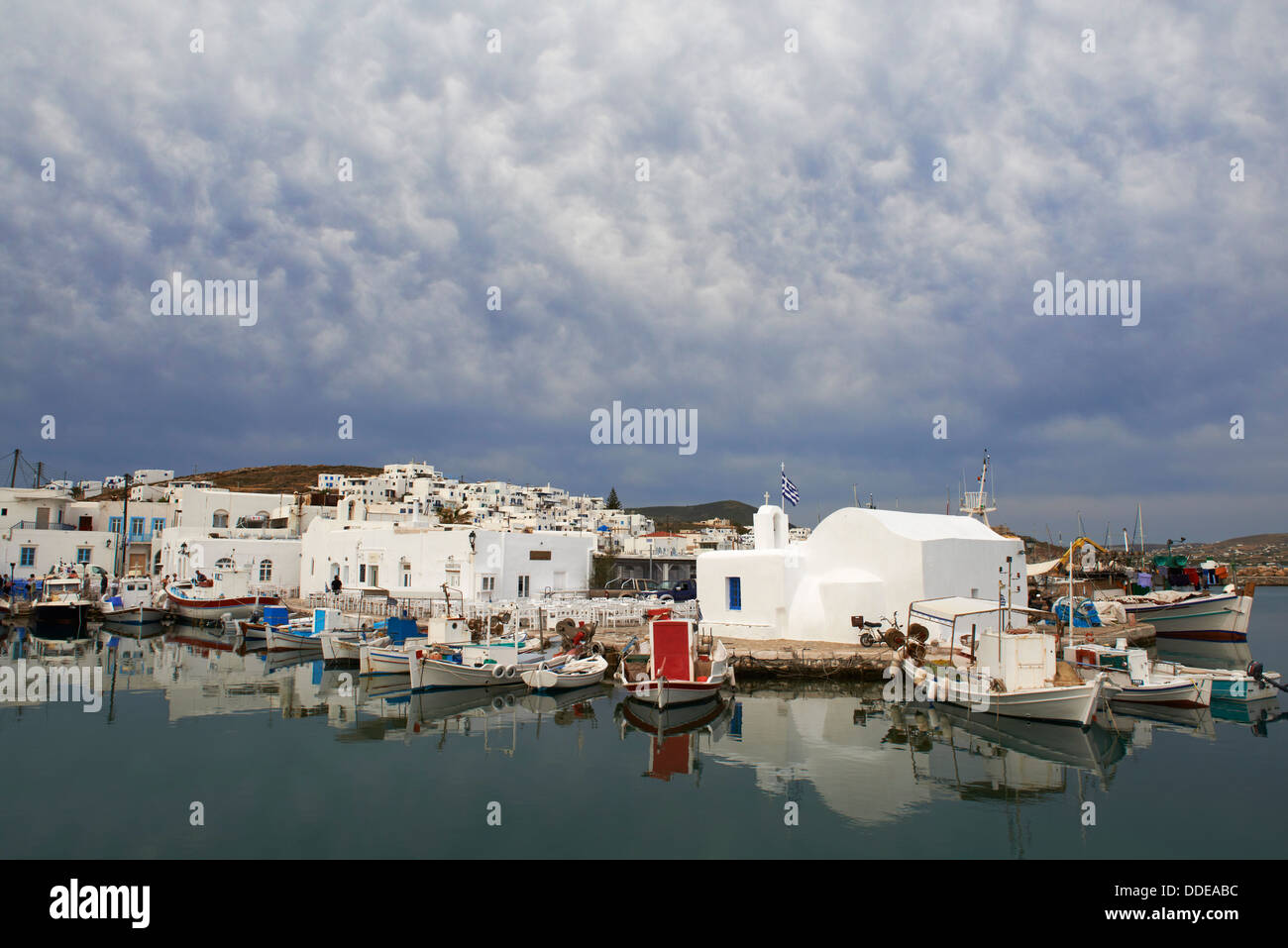 Greece, Cyclades islands, Paros island, village and port of Naoussa ...