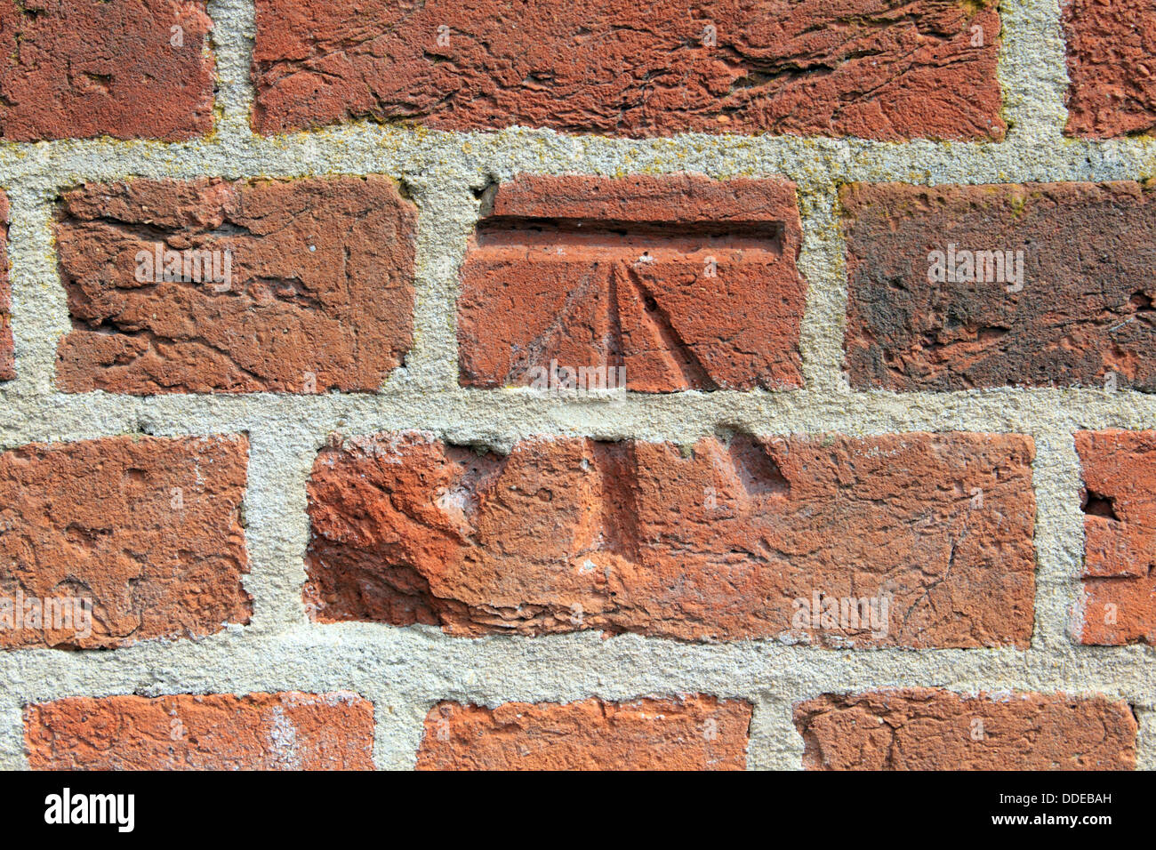 Bench mark on brick wall in Castle Street in Farnham, Surrey, England ...