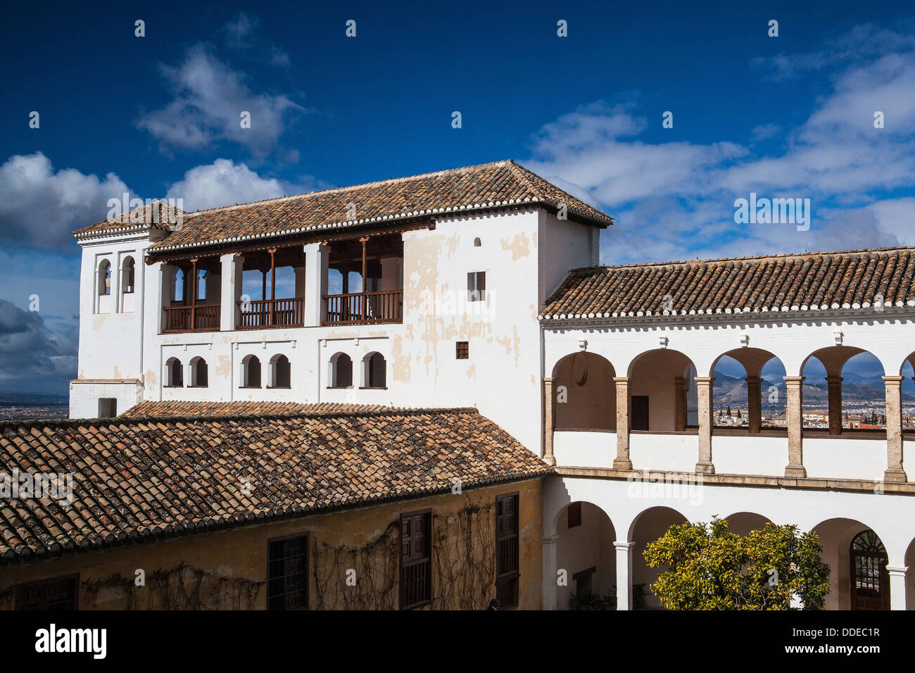 Arched gallery windows of South Pavillon of Generalife in Alhambra ...