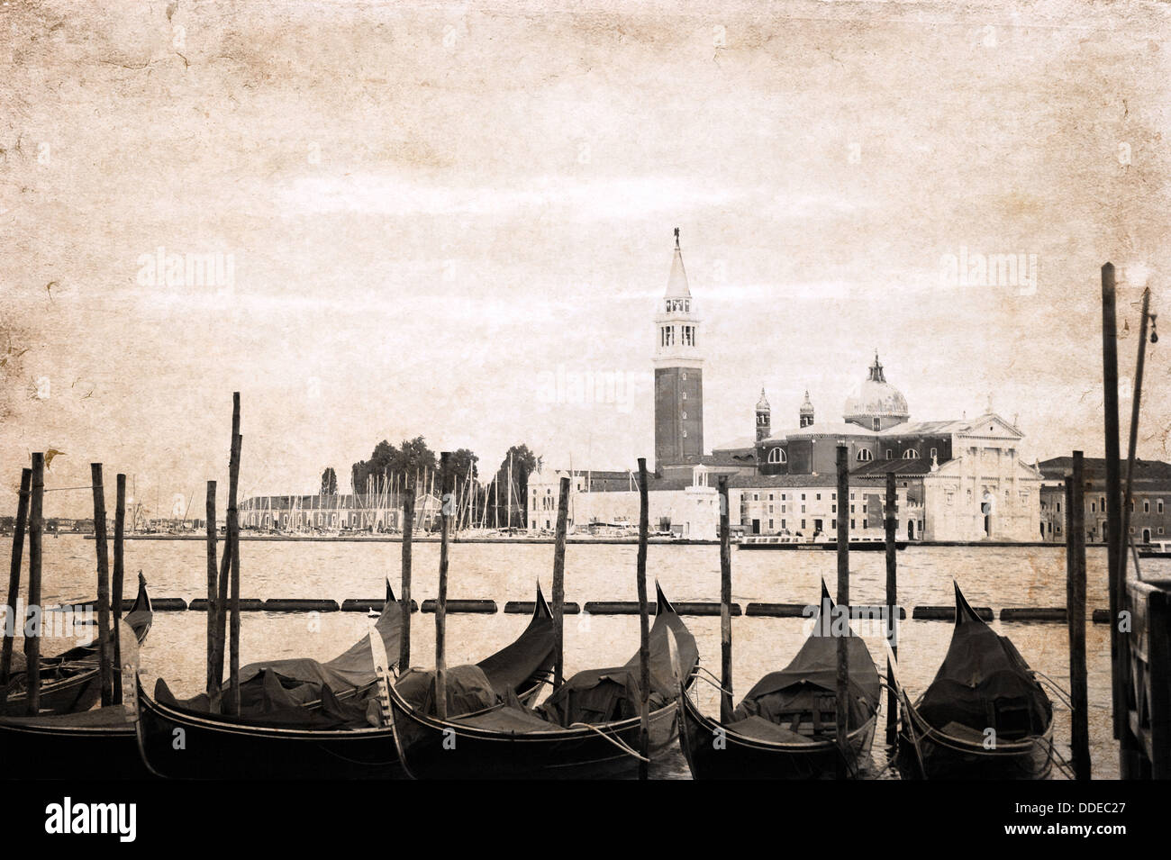 artwork in retro style, Venice, Italy Stock Photo - Alamy