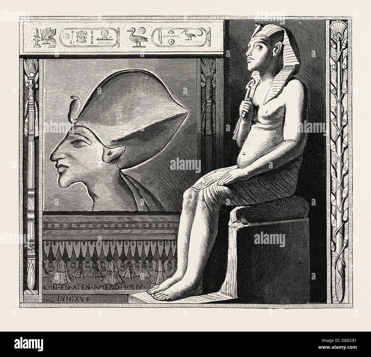 PORTRAIT STATUE AND RELIEF OF THE FANATICAL KING AMENOPHIS IV. Egypt ...