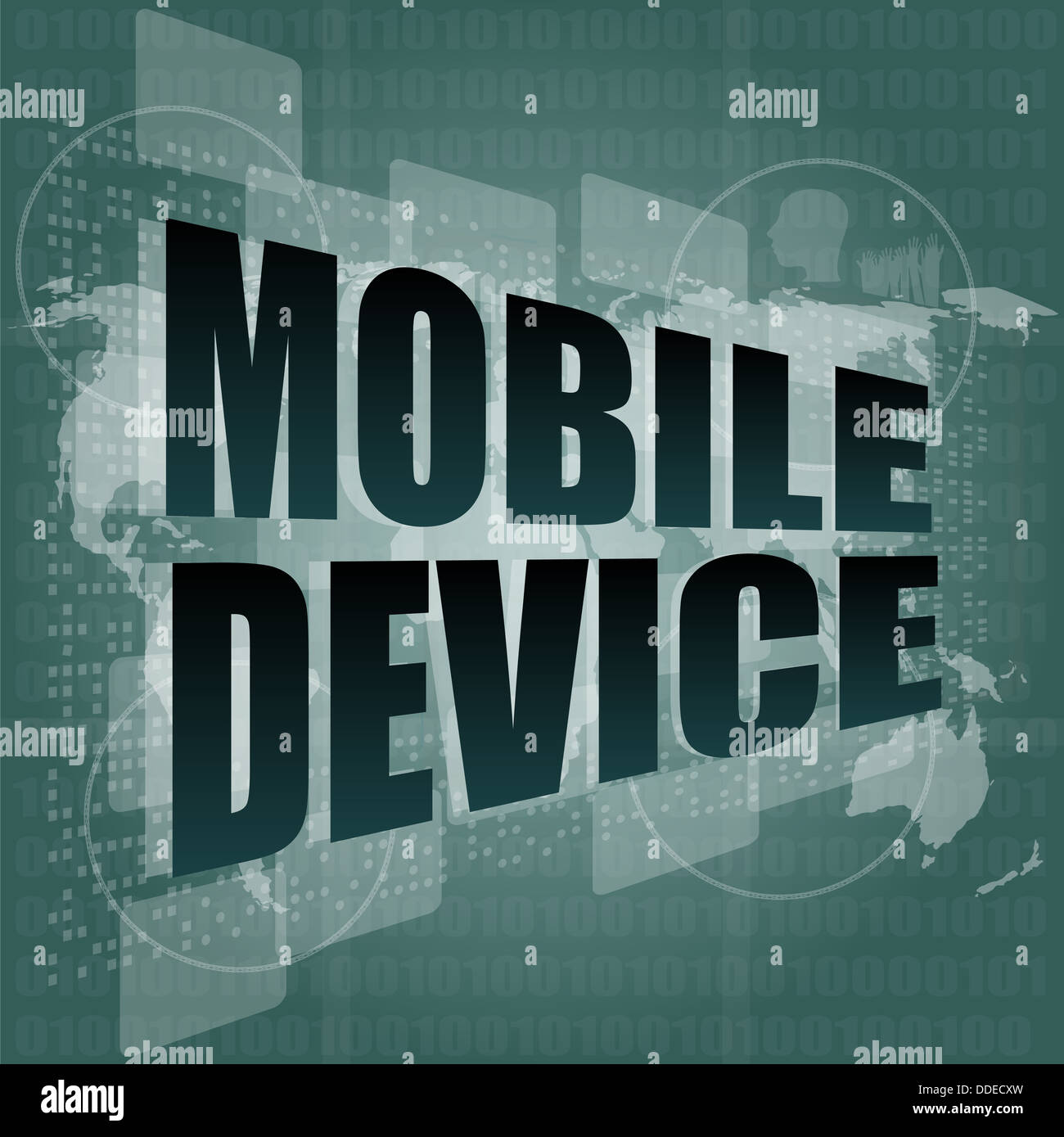 word mobile devices on digital screen 3d Stock Photo - Alamy