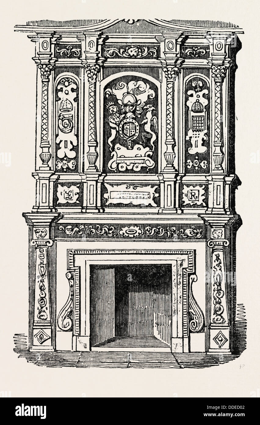 Chimney piece in Queen Elizabeth's Palace, at Enfield, UK Stock Photo ...