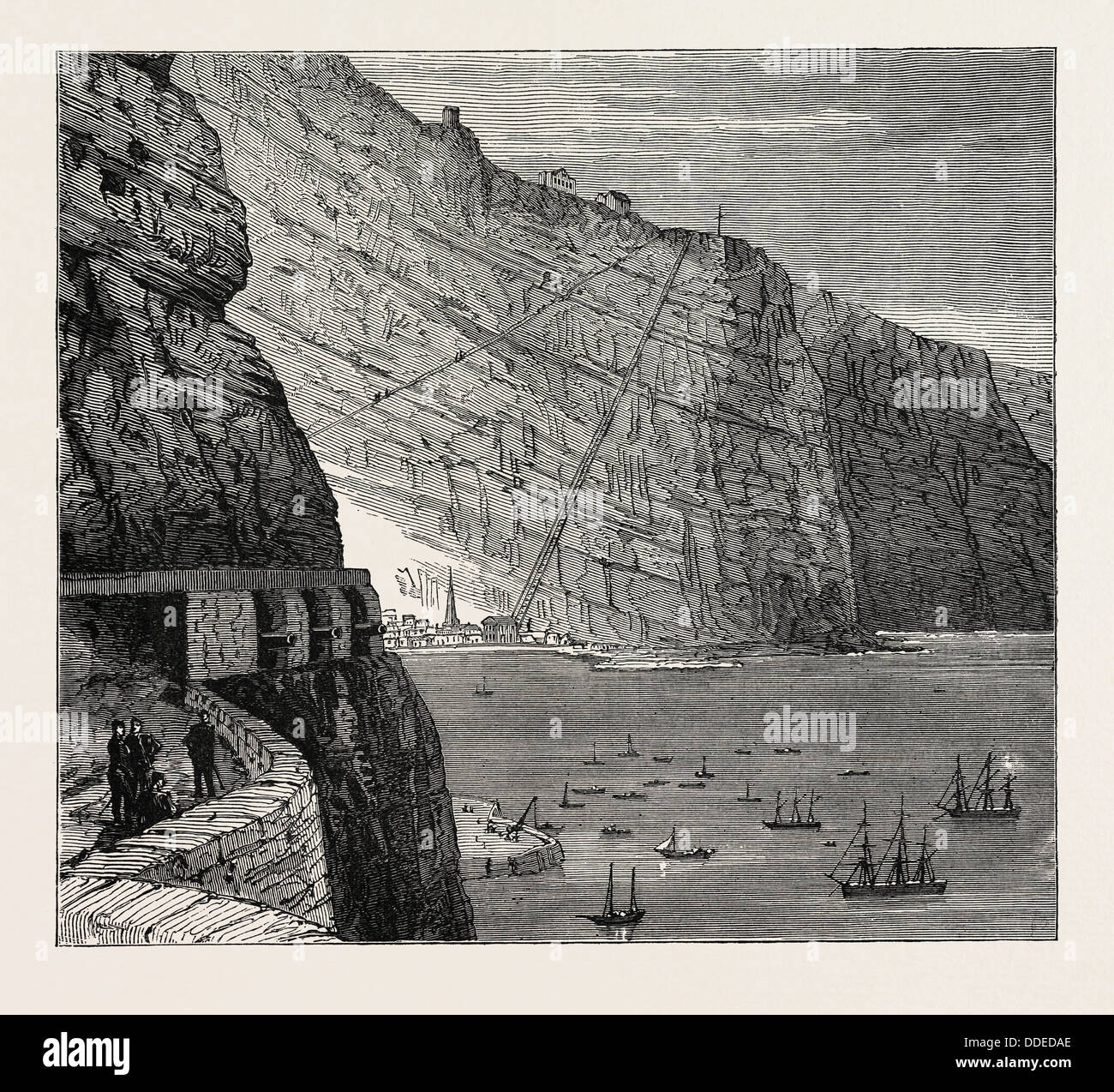 VIEW OF ST. HELENA (JAMESTOWN, AND THE LADDER OF 600 STEPS UP LADDER ...