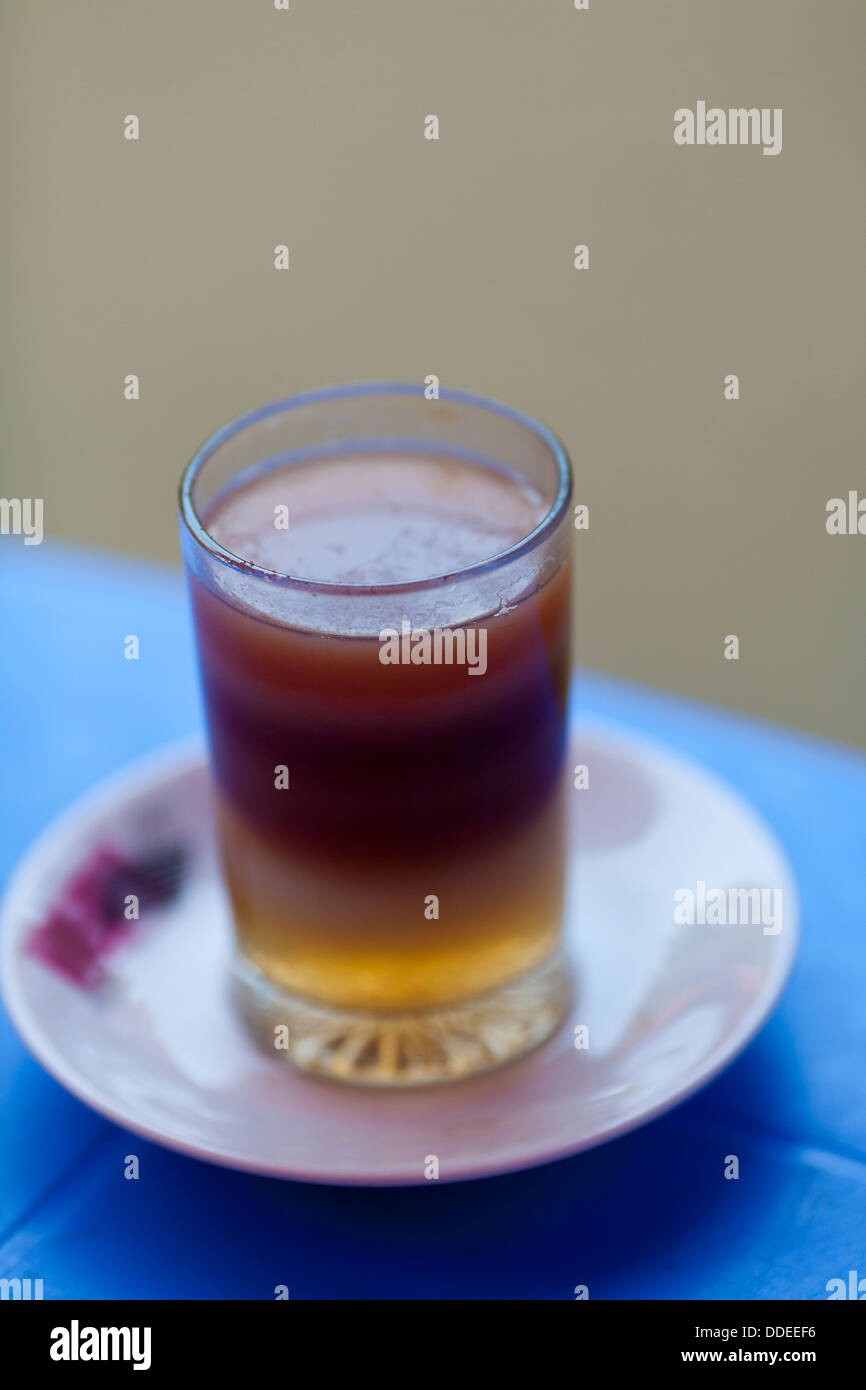 Famous seven layer tea is served at the Nilkantha cafe in in Srimongol ...