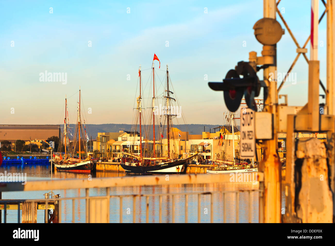 Dutch Tall Ships docked at the wharf on the Port River in Port Adelaide ...