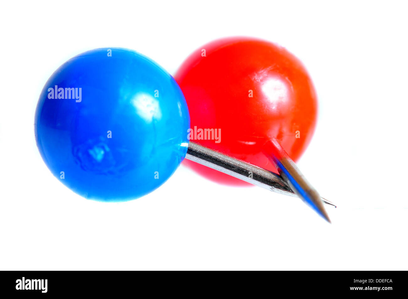 Two plastic pin tacks isolated on a white background Stock Photo - Alamy