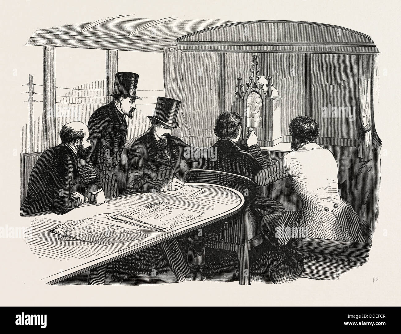 Telegraphy locomotives. Inside the car during operation, 1855 ...