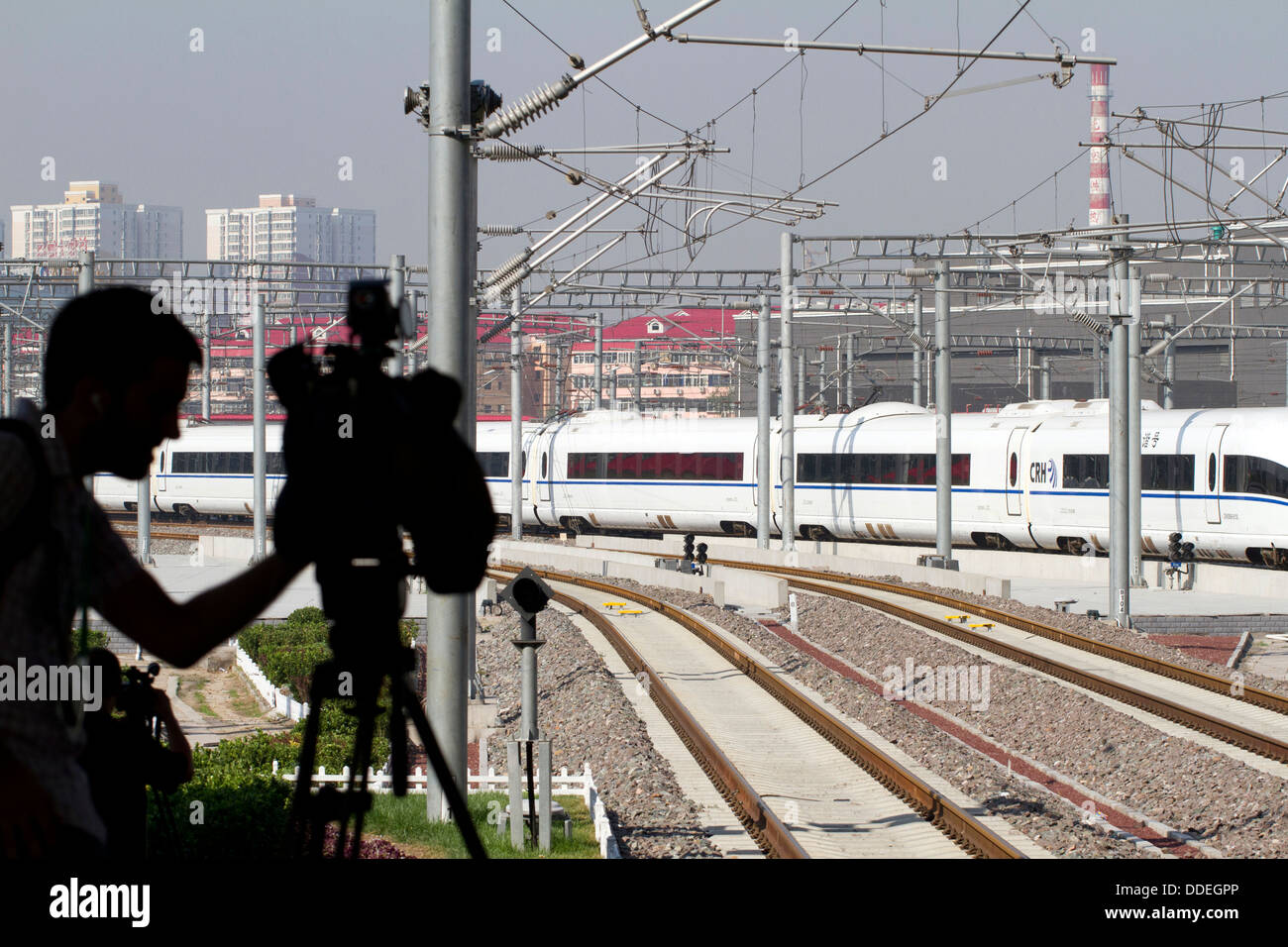 High speed railway train running Stock Photo - Alamy