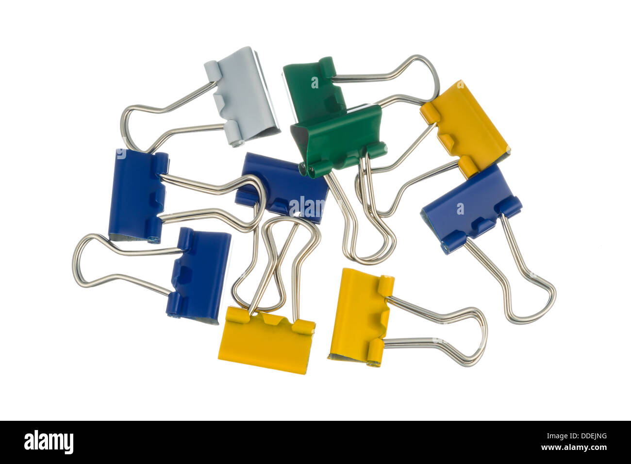 colored stationery clips on a white background, isolated Stock Photo ...