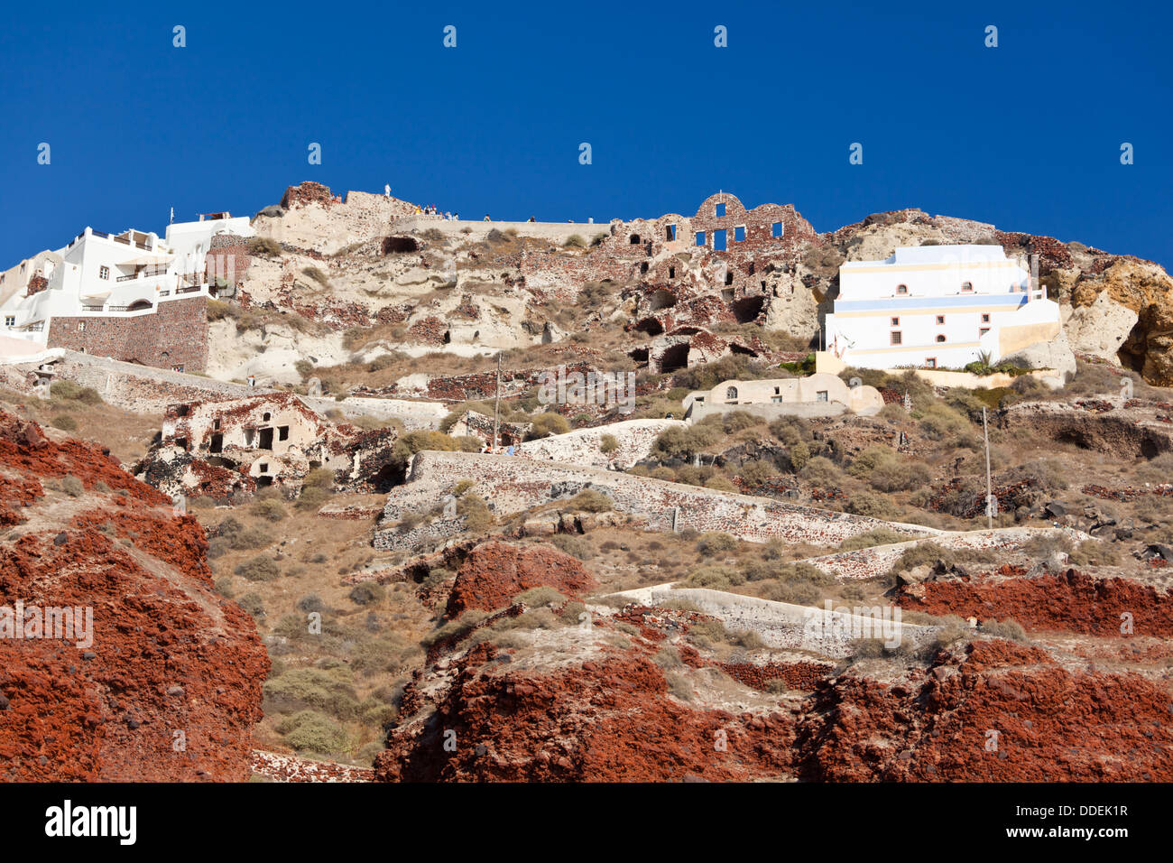 Oia cliff and castle from below in Santorini, Greece Stock Photo - Alamy