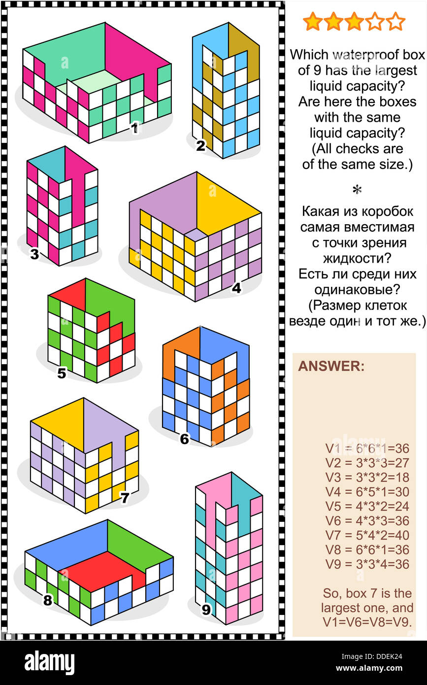 Visual math puzzle: Which box has the largest liquid capacity? Are here ...