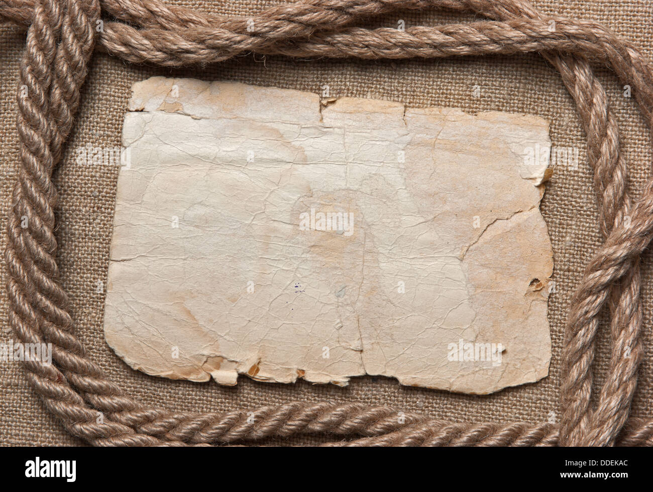 old paper and rope on canvas, frame Stock Photo - Alamy