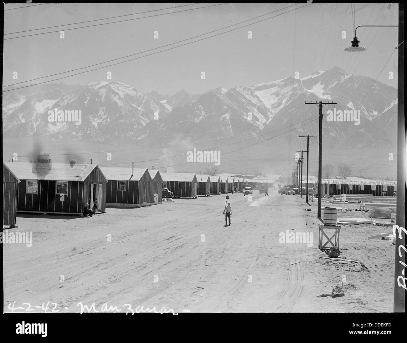 The Manzanar Relocation Center in California is depicted in this ...