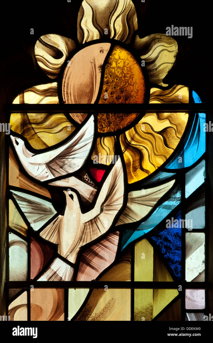 Stained glass in St. John the Baptist Church, Bodicote, Oxfordshire ...