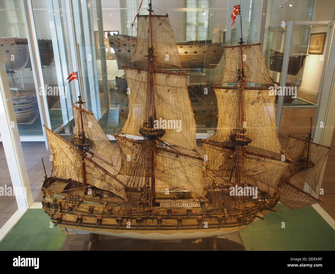 A model ship on display at the Royal Danish Naval Museum. The model ...