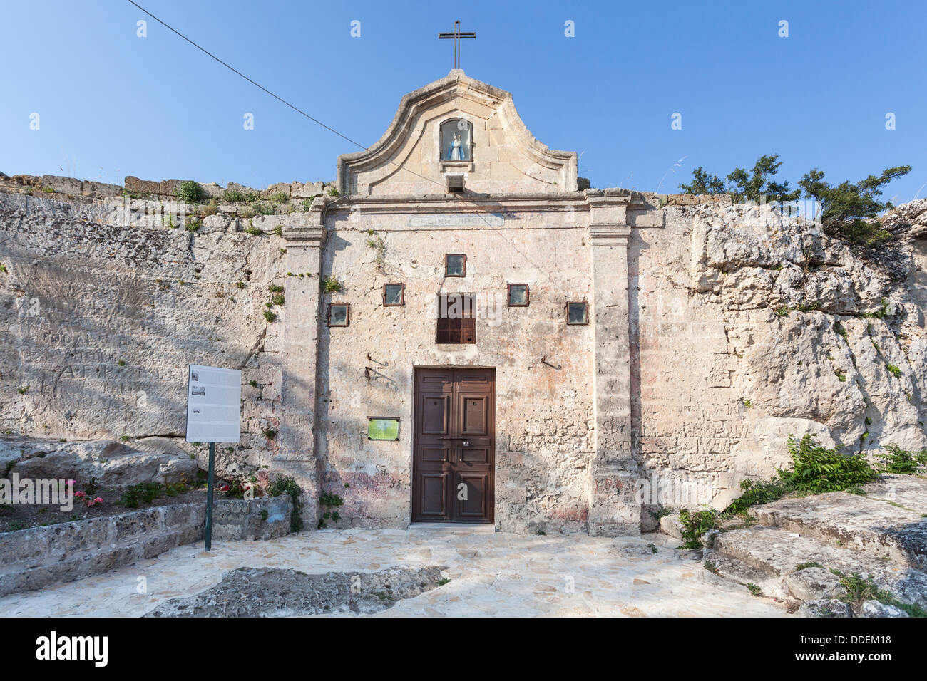 The early Christian Chiesa Rupestre Madonna della Vergini rock church ...
