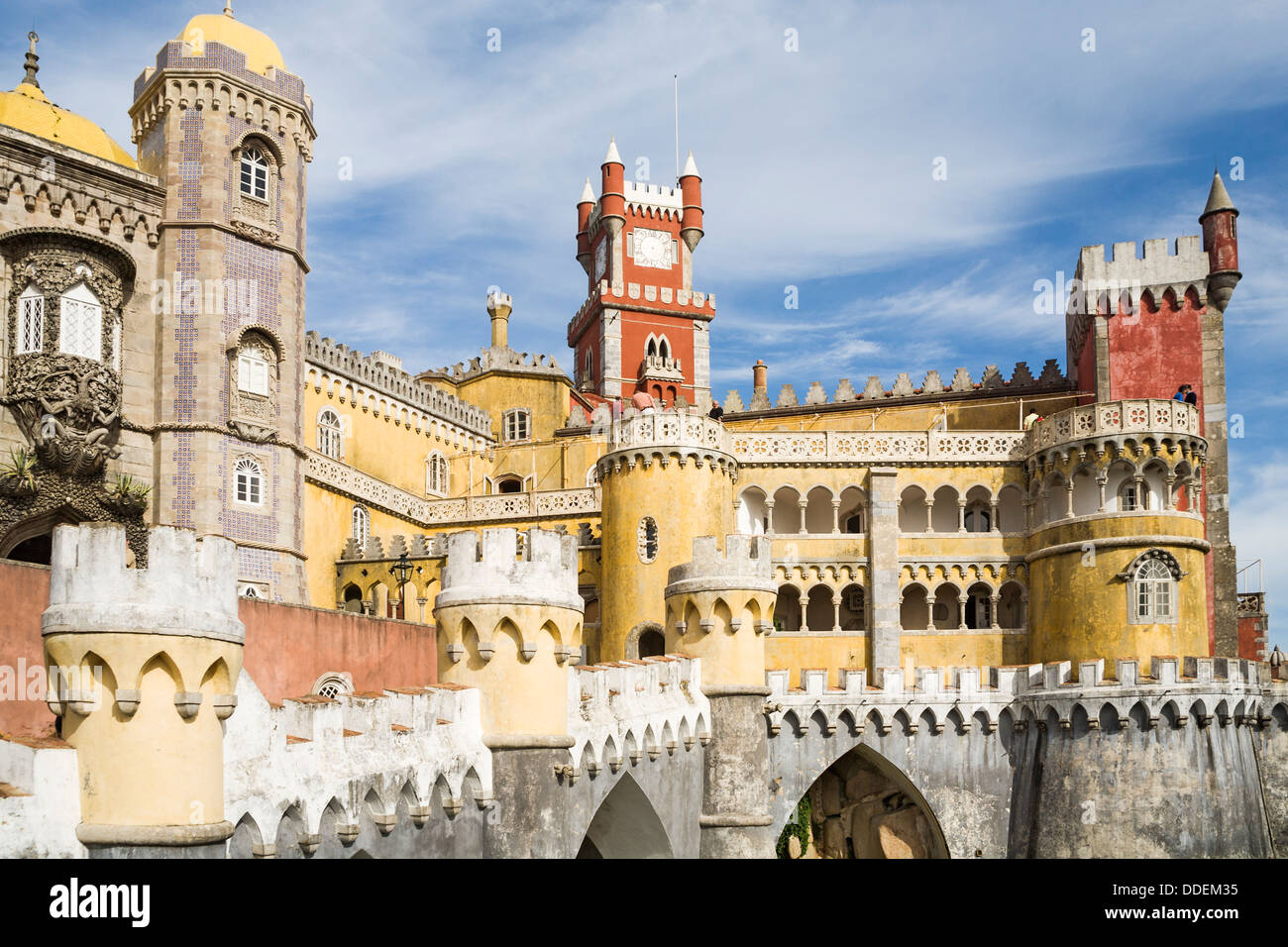 The pretty ornate multi-coloured Pena National Palace in neo-Gothic ...