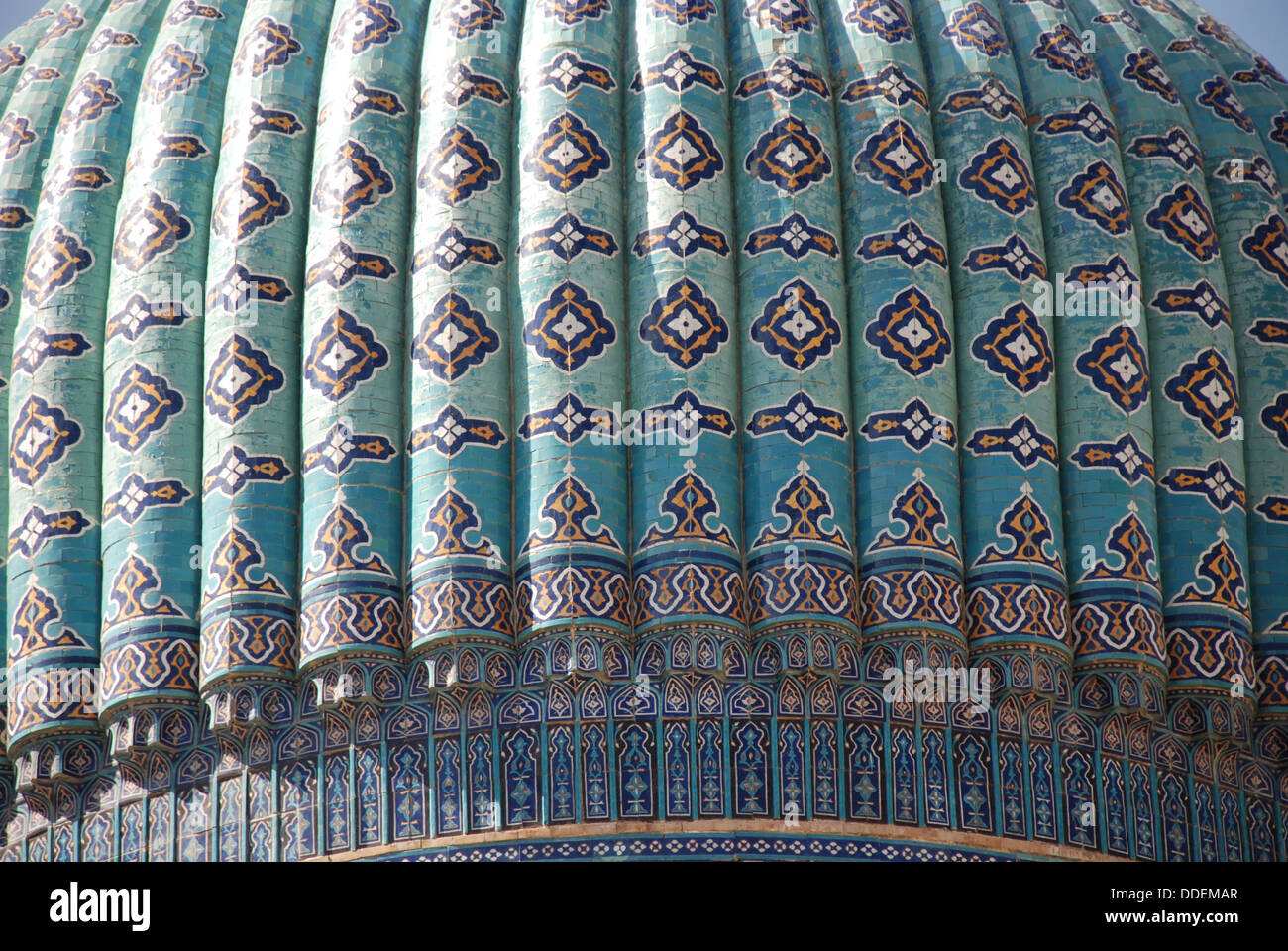 A blue tiled dome in the ancient Uzbekistan city of Samarkand Stock ...