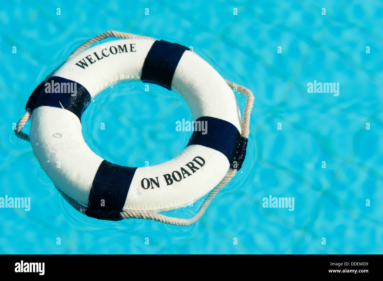 Life buoy floating in swimming pool Stock Photo - Alamy