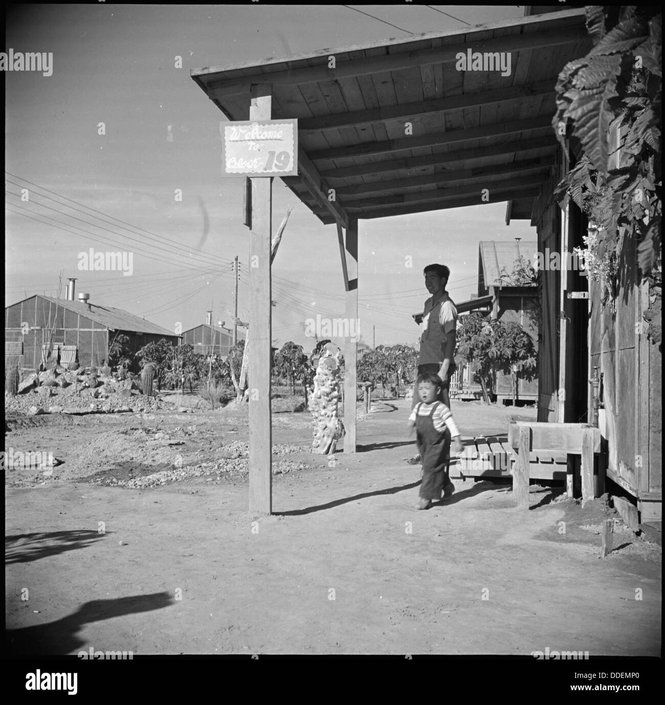 This image shows Block 19 at the Poston Relocation Center in Arizona ...