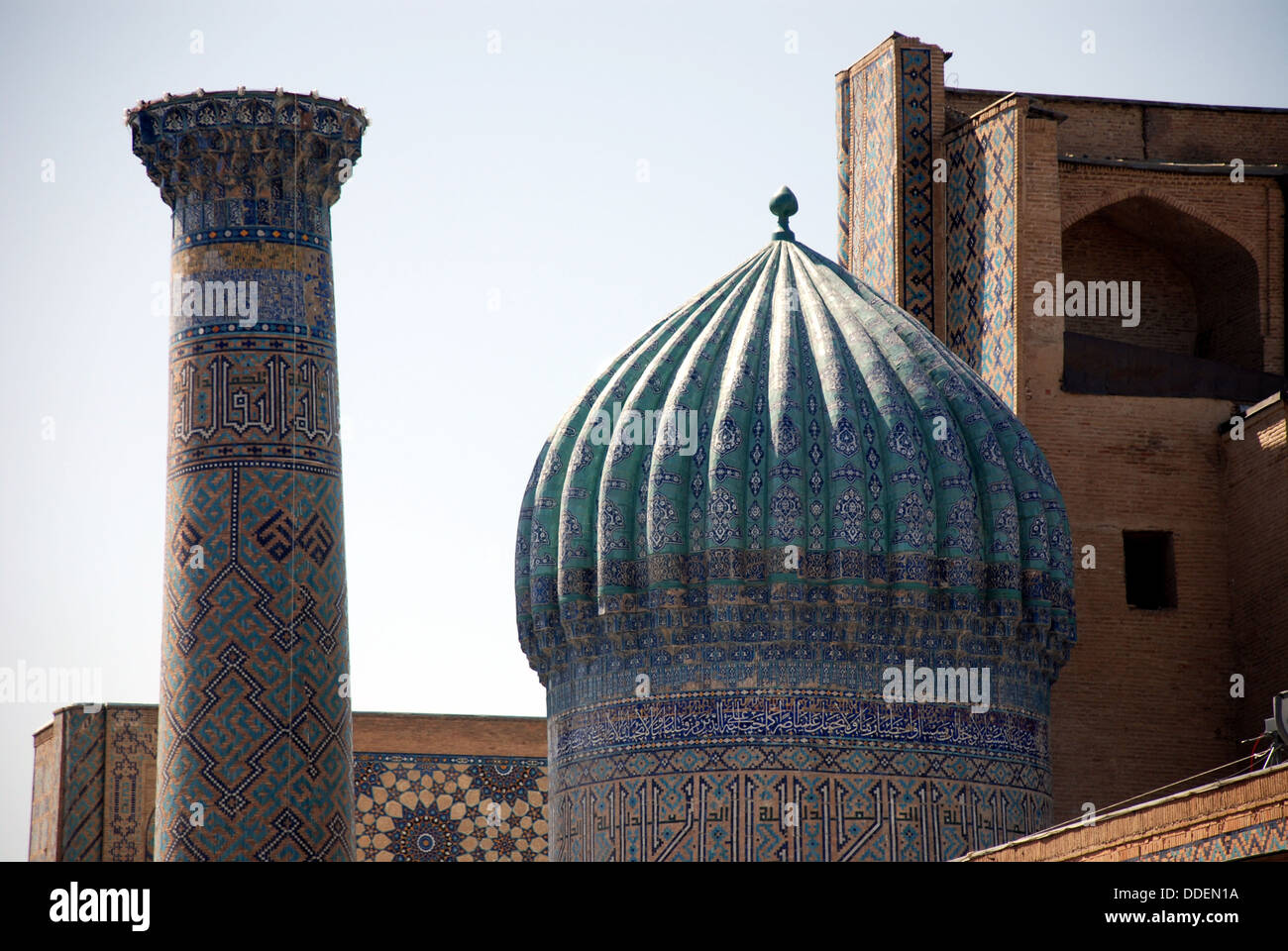 A blue tiled dome in the ancient Uzbekistan city of Samarkand Stock ...