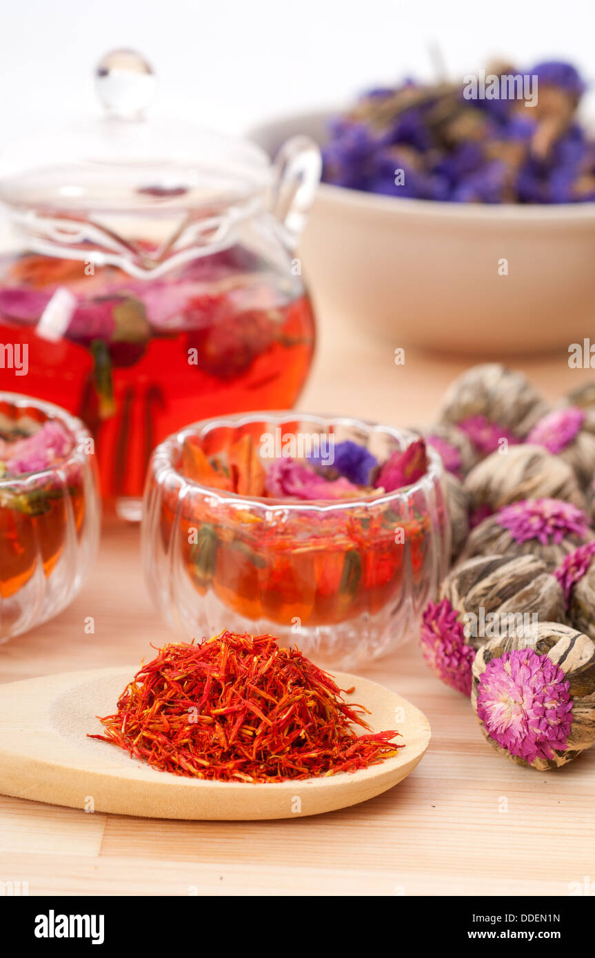 Herbal natural floral tea infusion with dry flowers Stock Photo - Alamy