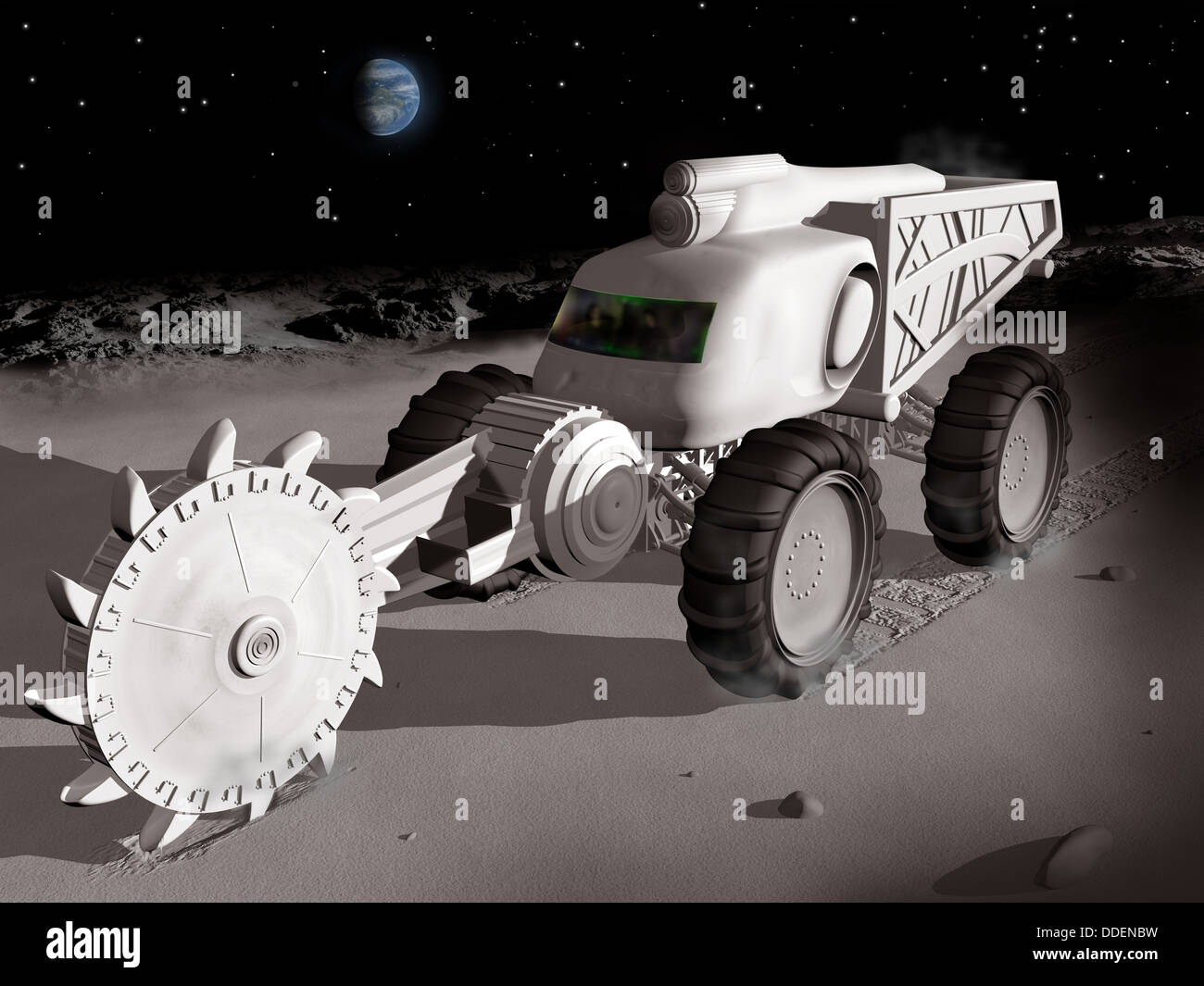 Huge lunar excavator exploiting resources on the moon Stock Photo - Alamy