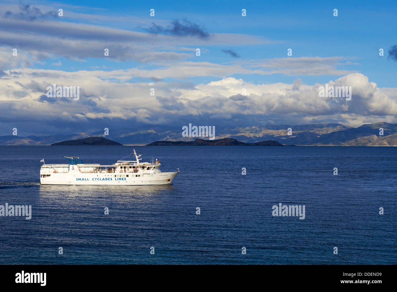 Greece, Cyclades islands, Small Cyclades Lines ferry Stock Photo - Alamy