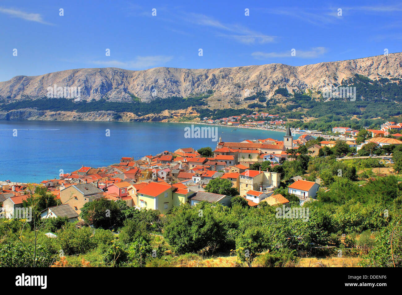 Town of Baska nature and architecture, Island of Krk, Croatia Stock ...