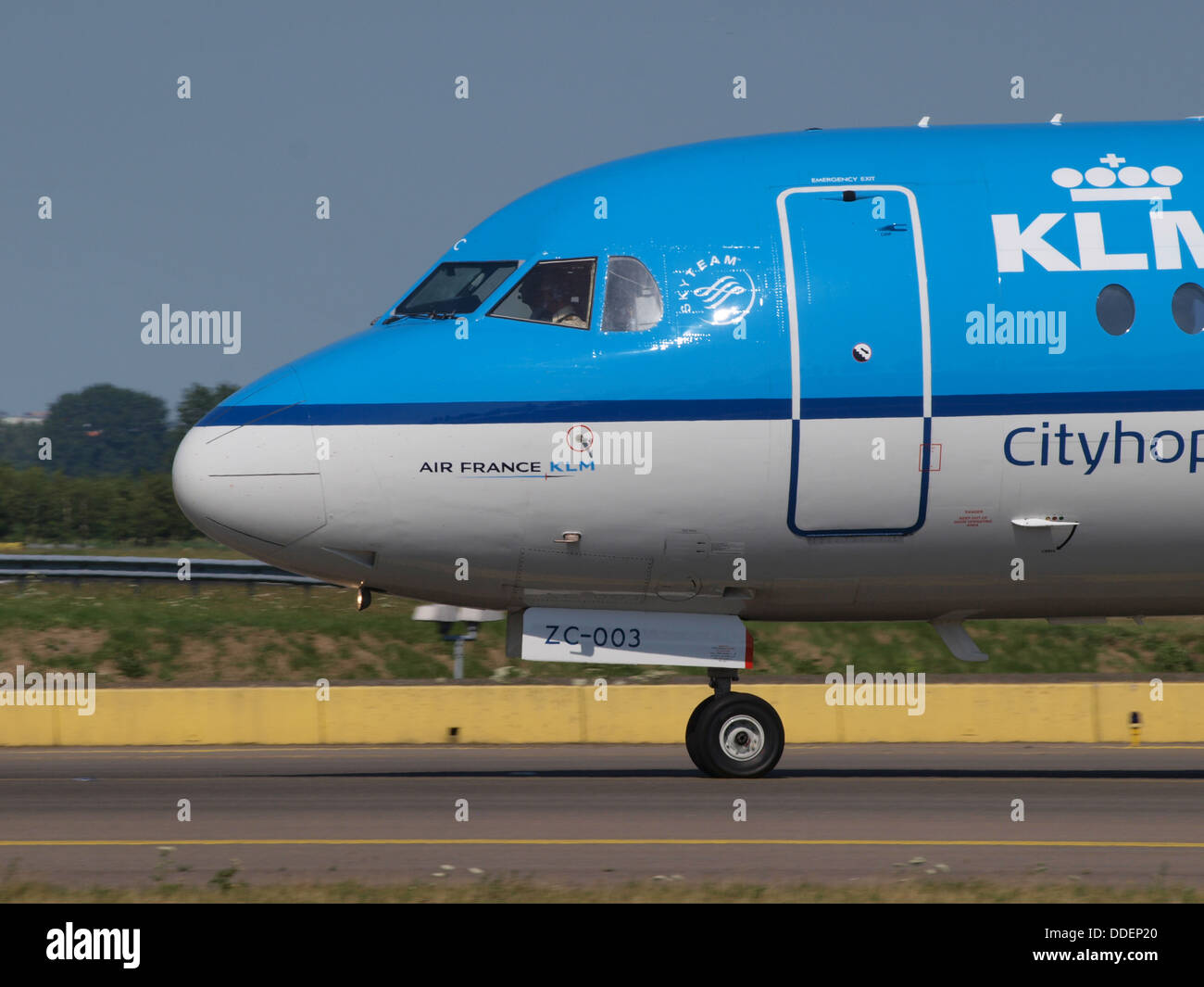 PH-KZC, a KLM Cityhopper Fokker F70 aircraft, taxiing at Schiphol ...