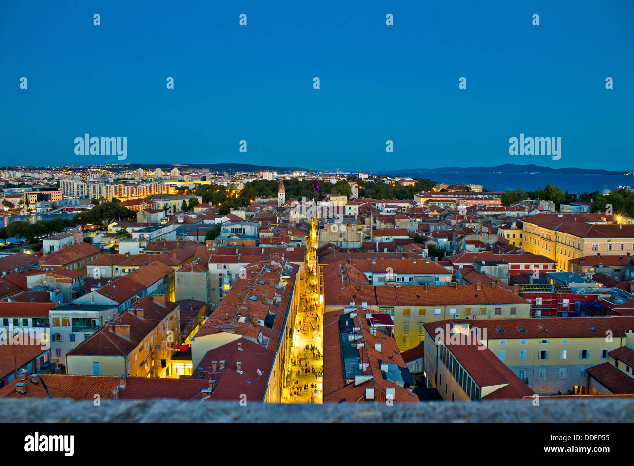 Zadar rooftops night aerial view, Dalmatia, Croatia Stock Photo - Alamy