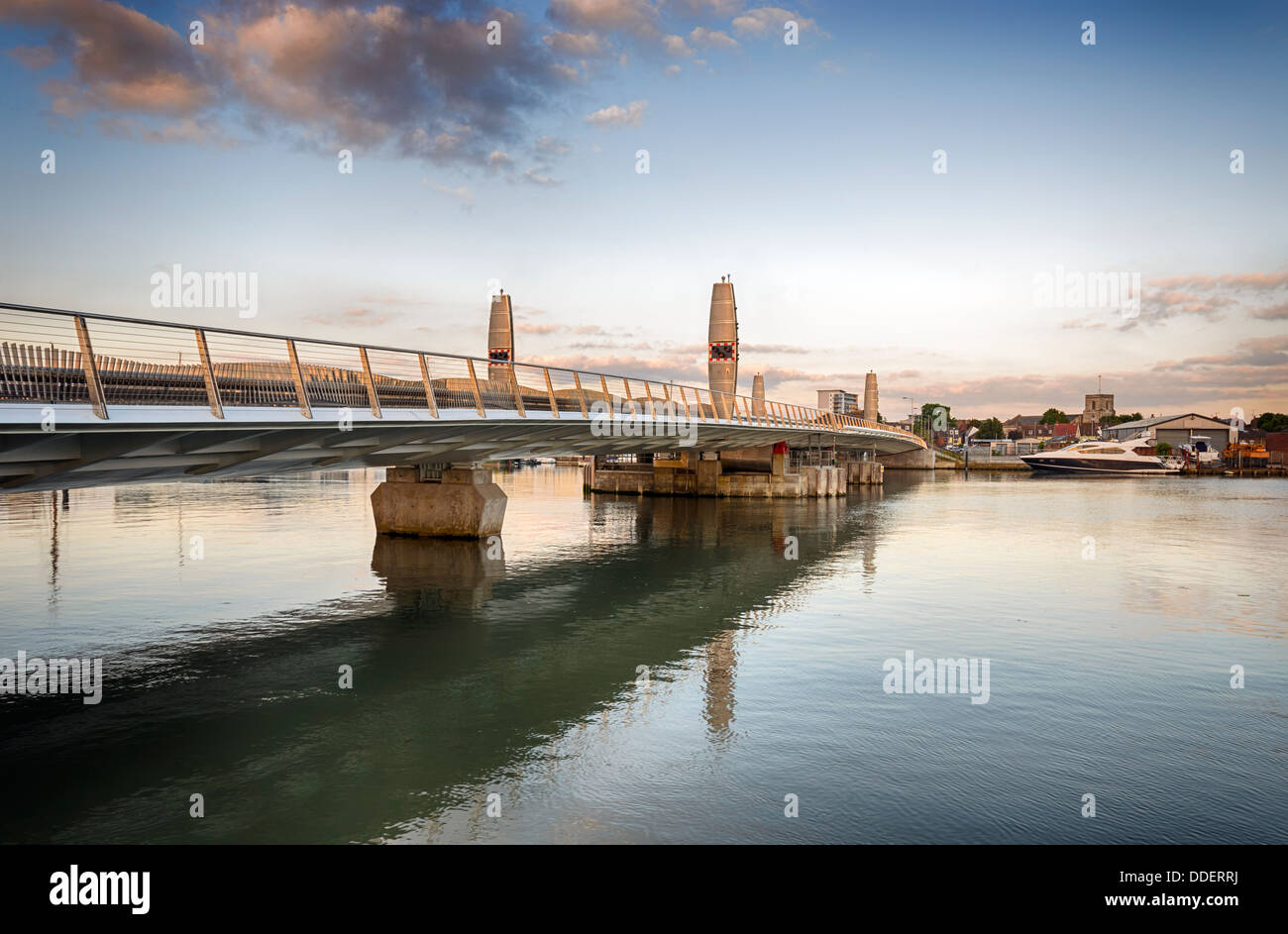 The Twin Sails lifting bridge across Poole Harbour in Dorset Stock ...