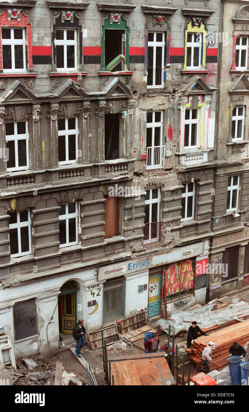 Construction works at Mainzer Strasse in East Berlin, where heavy ...