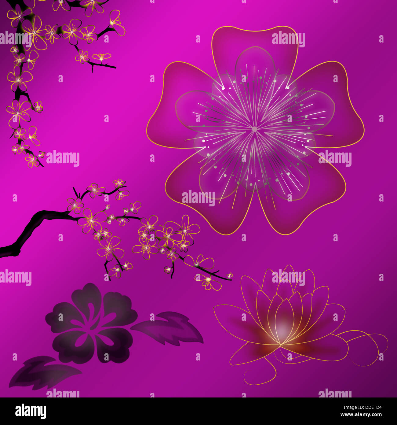 Beautiful illustrated flower background design with gradient Stock ...