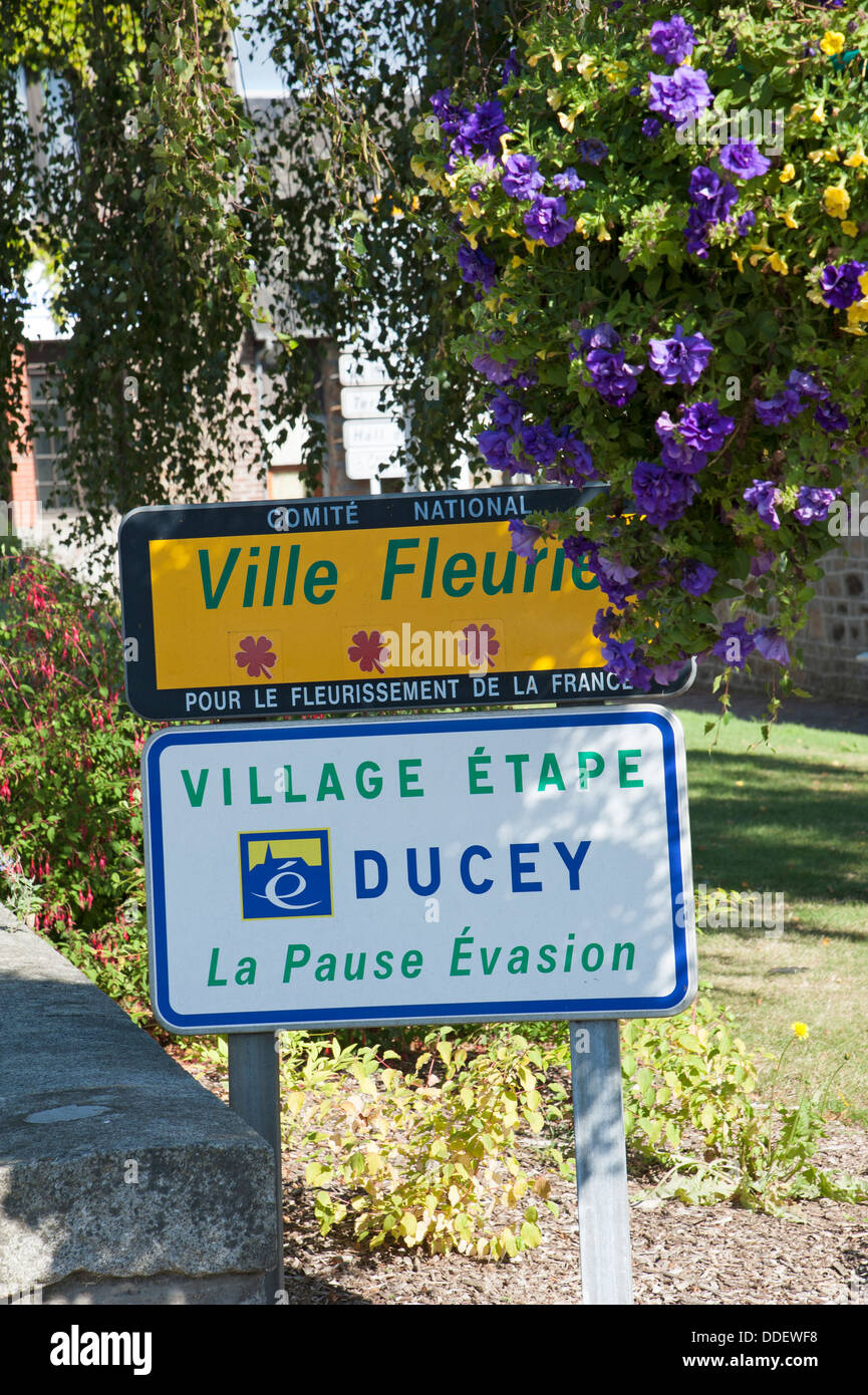 Village of flowers called Ducey in the Normandy region France Stock ...