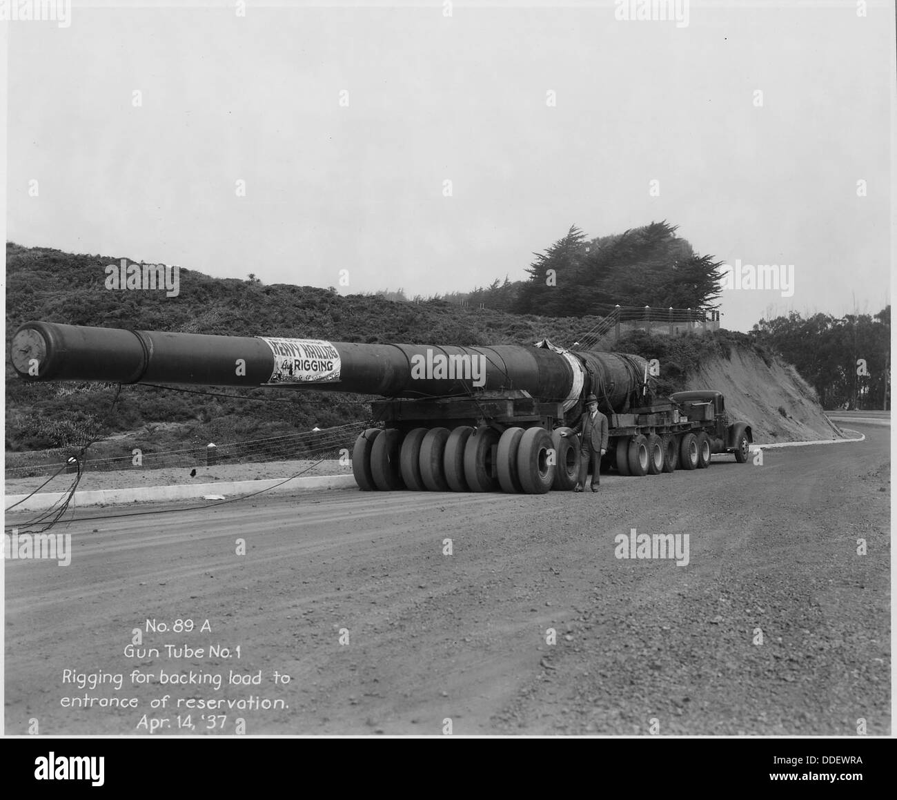 A photograph showing gun tube No. 1 at Fort Funston in California ...