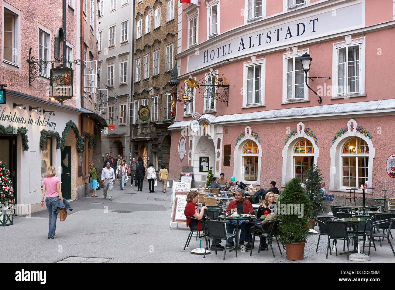 Judengasse street in the old town of Salzburg, Austria Stock Photo ...