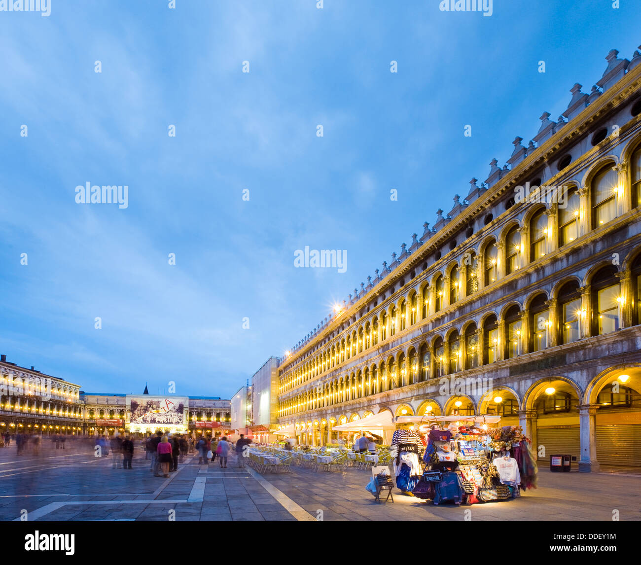 Nice evening Piazza (square) San Marco view, (Venice, Italy). Long time ...