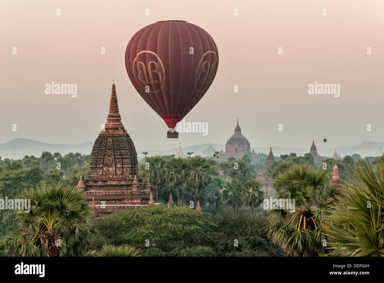 Aerial scenic from hot air balloon Bagan Ancient Temples Myanmar Stock ...