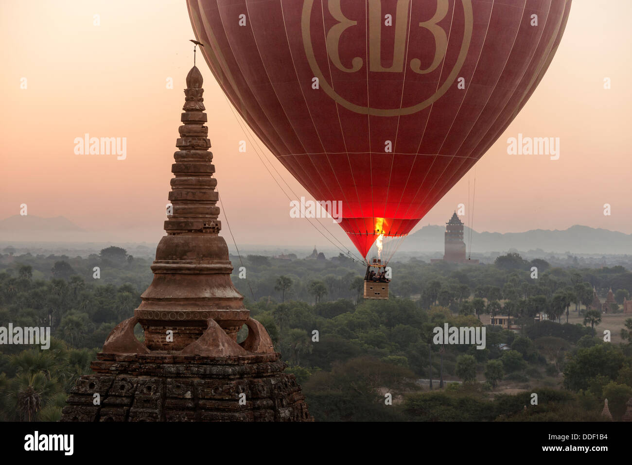 Aerial scenic from hot air balloon Bagan Ancient Temples Myanmar Stock ...