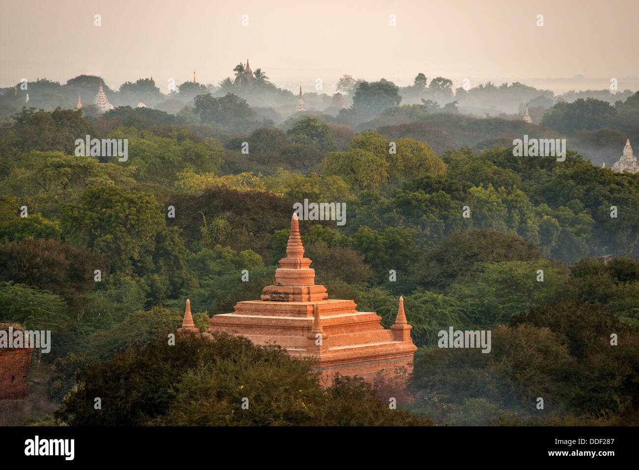 Aerial scenic from hot air balloon Bagan Ancient Temples Myanmar Stock ...